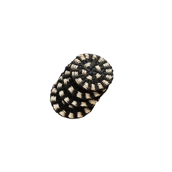 Likhâ Black / White Two-tone Round Braided Coasters, Black And White Set Of Four Natural Fiber - Black/white