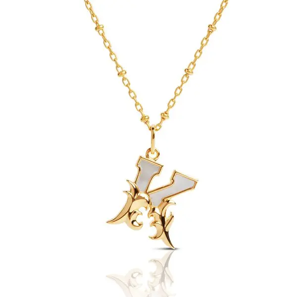 KASUN LONDON Plated K Initial Necklace With Mother Of Pearl - Gold
