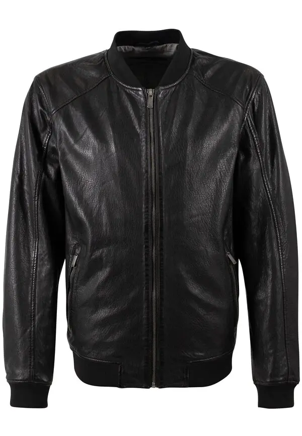 Mauritius Leather Bomber Jacket Giton - Black