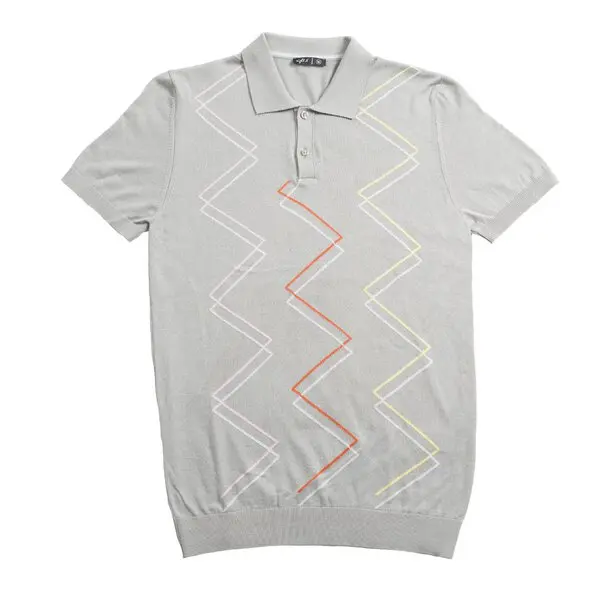 EIGHT X Zig Zag Knit Polo - Grey