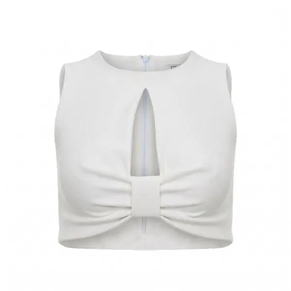 MAAN ISTANBUL Detailed Chest Back Zippered Bustier Nisan - White