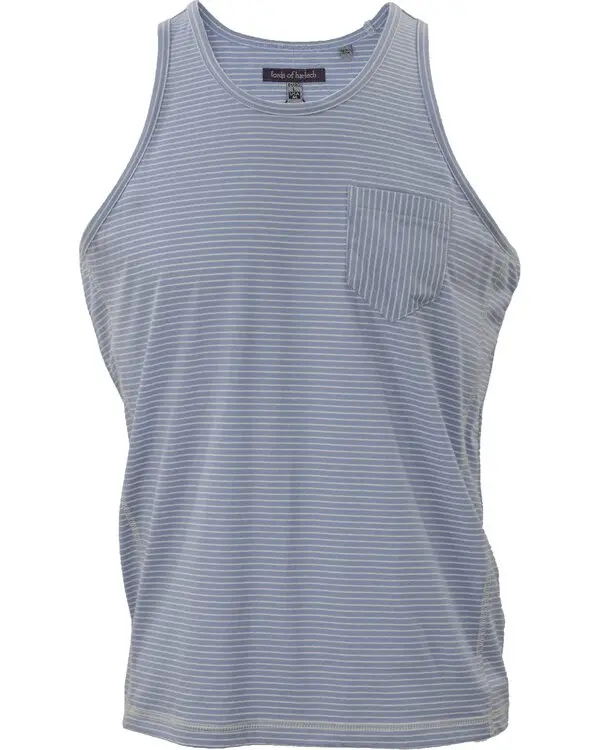 LORDS OF HARLECH Blue / White Tristan Tank Sky & White Stripe - Blue/white
