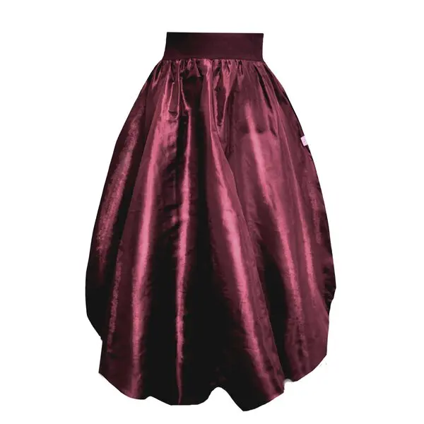 FROCK TALES Enoki Puffball Skirt In Burgundy Taffeta - Red