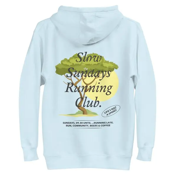 ANCHOR & CREW Sky Savannah Slow Sundays Running Club Cotton Blend Hoodie - Blue