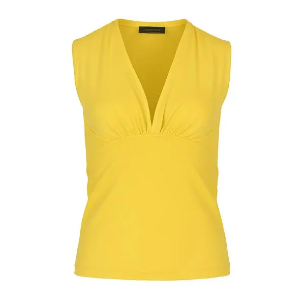 CONQUISTA Sleeveless V-neck Jersey Top – Stretch Cotton-blend Fabric - Yellow