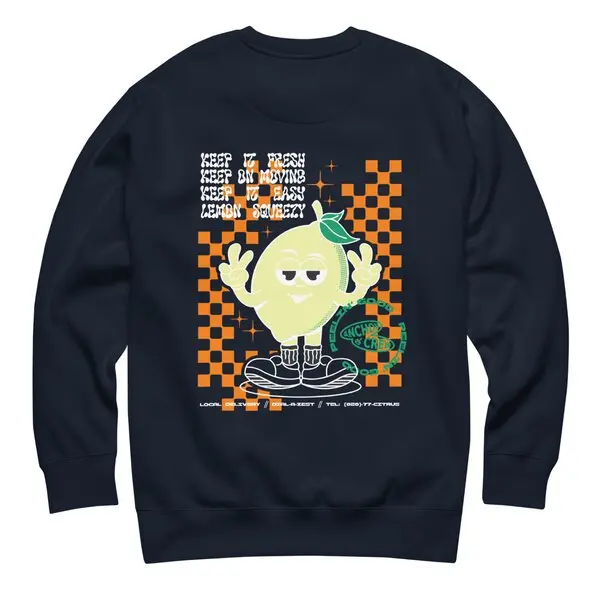 ANCHOR & CREW Navy Lemon Fresh Dial-a-local Organic Cotton Sweatshirt - Blue
