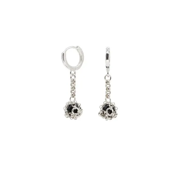 MHART Raw Sapphire Caged Earrings In Sterling Silver - Blue