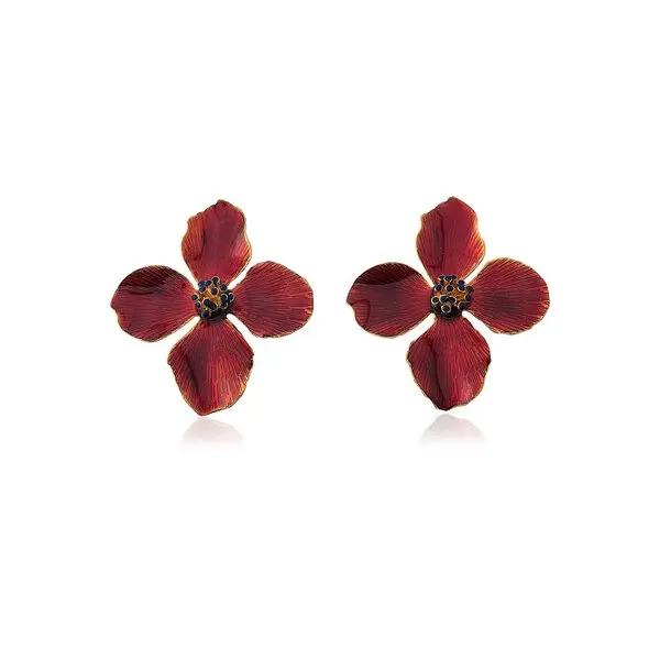 MILOU JEWELRY Clover Flower Earrings - Red