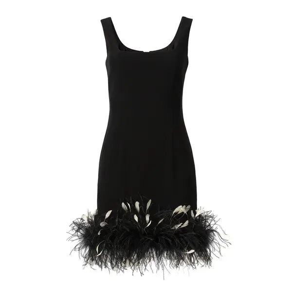 LITA COUTURE Feather Trim Mini Dress