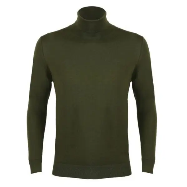 DAVID WEJ Dixon Light Wool Roll Neck Jumper - Green