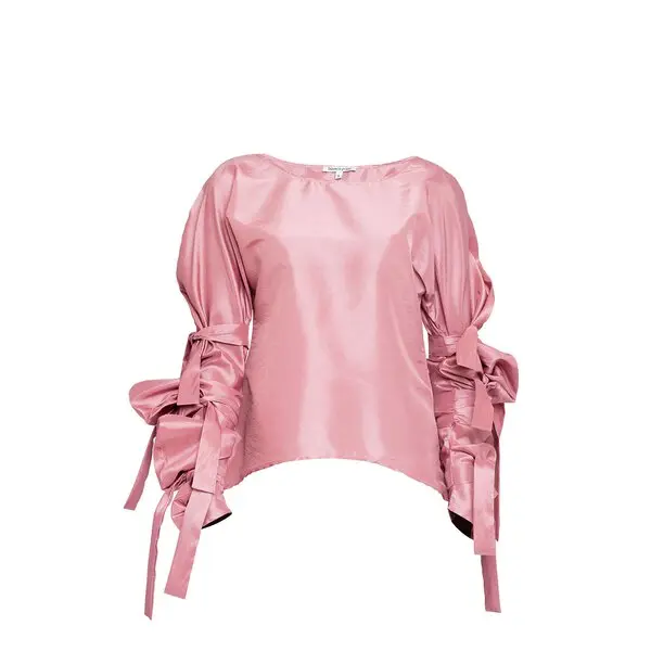 BIANCA POPP Ribbon Wrapped Blouse In Taffeta - Pink