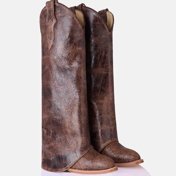 LORENA SARAVIA Brown / Black Cowboy Boot Rustic - Brown/black