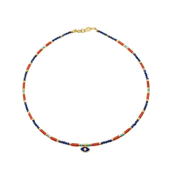 ATELIER PETITES PIERRES Rhodes Lapis Coral Necklace - Orange