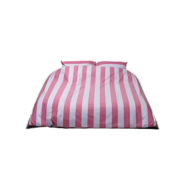 MARSHMELLOW FABRICS Duvet Cover Set- 200 Threads Percale- Light & Bordeaux Stripes - Blue