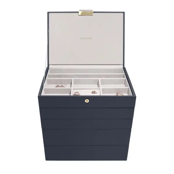 STACKERS Navy Pebble Classic Jewelry Box Set Of Five - Blue