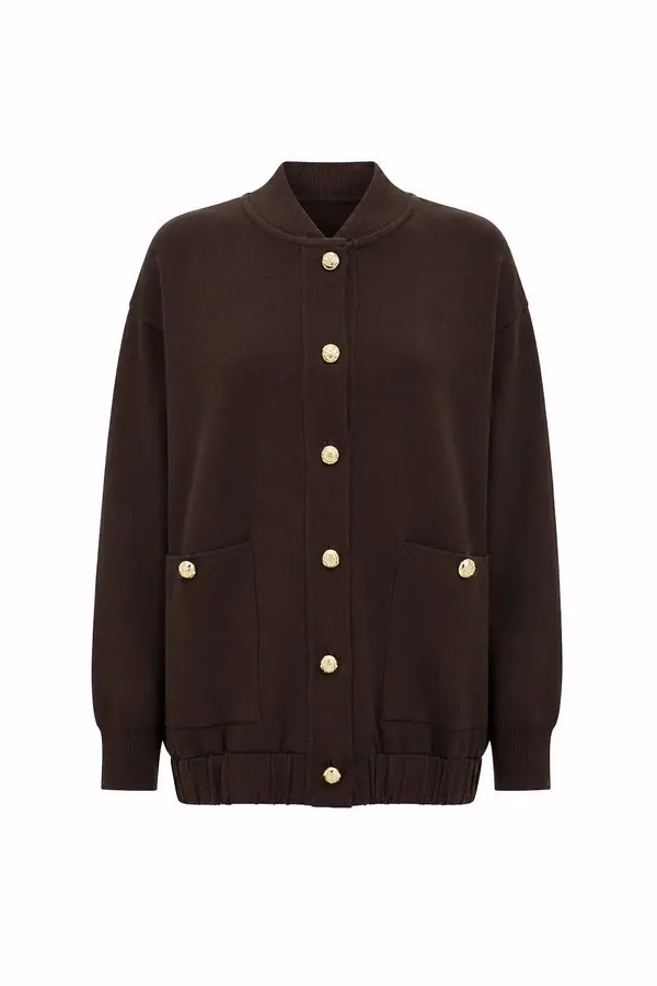 EXQUISE Barbara Knit Cardigan - Brown