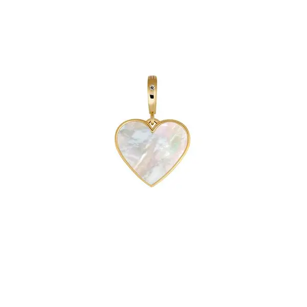KARMA AND LUCK White / Gold Intuitive Beauty Mother Of Pearl Heart Charm - White/gold