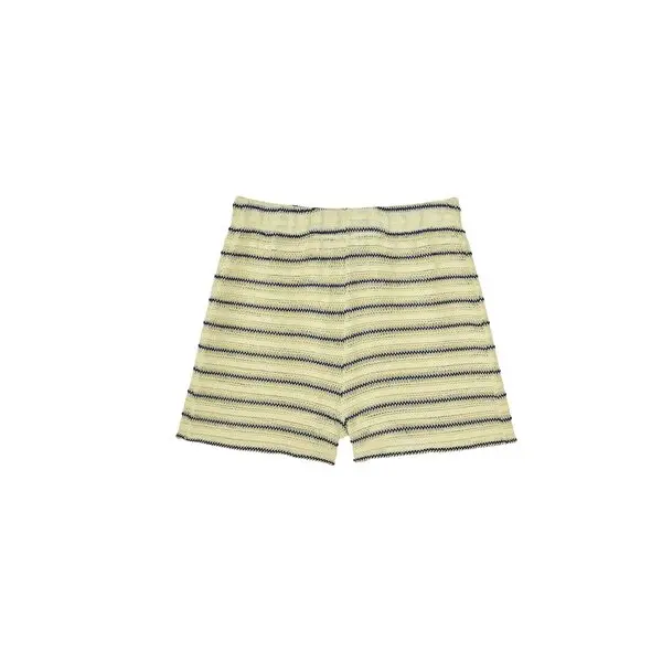 THISISU COLLECTION Solea Striped Knit Beachwear Shorts - Yellow