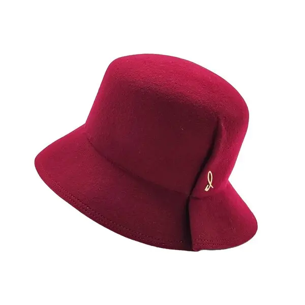 DORIA 1905 Bordeaux Wool Felt Rolling Cloche - Red