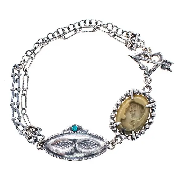 GEM KINGDOM Ex Voto Vintage Cameo Bracelet - Silver