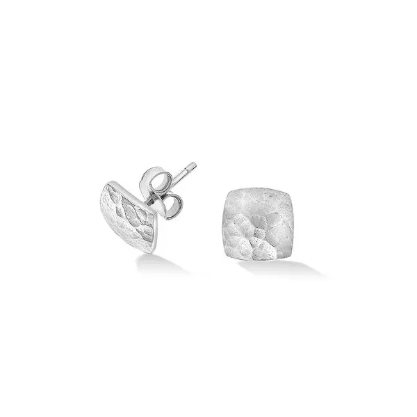DOWER & HALL Small Flat Square Nomad Studs In Sterling
