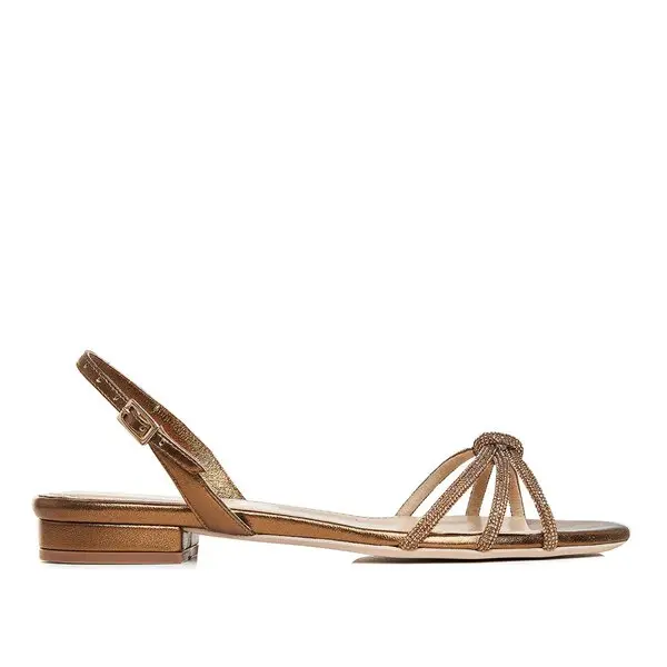 GINISSIMA Daisy Sandals, Genuine Leather, Round Toe - Gold
