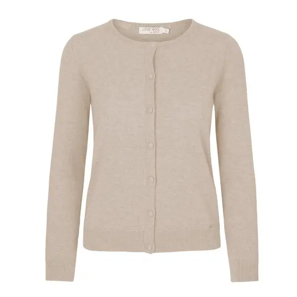 TIRILLM Neutrals Emilie" Basic Cashmere Cardigan, Light Melange - Beige