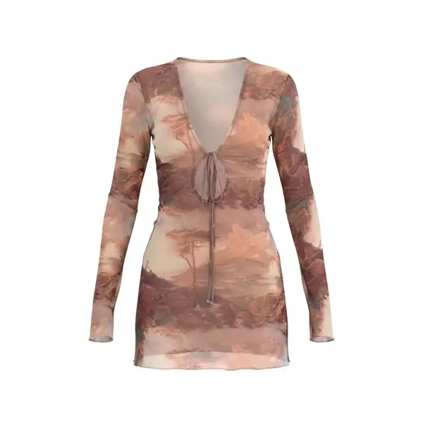 ALOMA STUDIO Améthyste Mini Mesh Dress - Brown