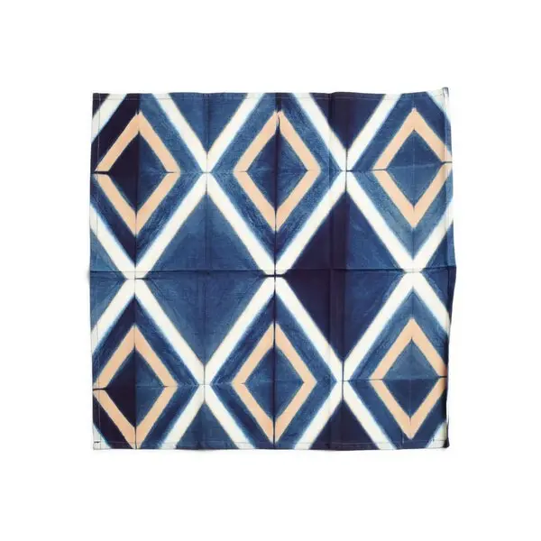 STUDIO VARIOUSLY Tisa Indigo Shibori Print Cotton Table Napkin Set - Blue