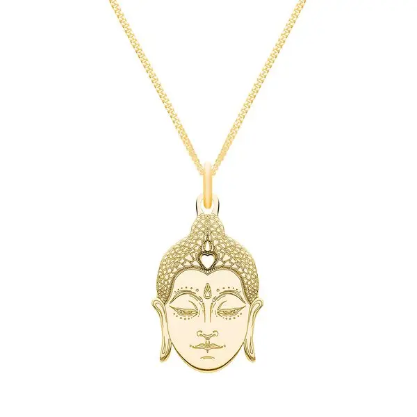 CARTERGORE Medium Buddha Head Pendant Necklace - Gold