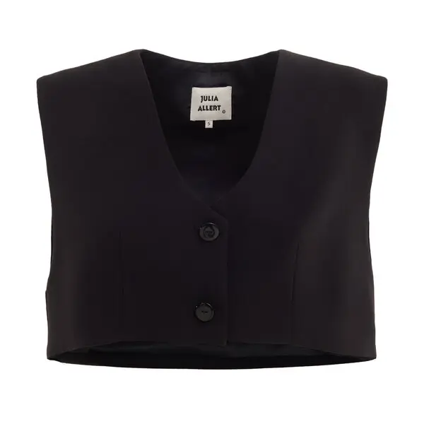 JULIA ALLERT Cropped Button-front Vest - Black
