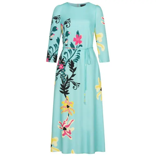 MARIANNA DÉRI Turquoise Floral Maxi Dress - Blue