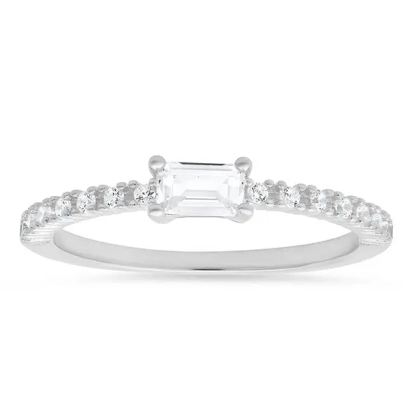 KYLIE HARPER Sterling Petite East/west Baguette-cut Diamond Cz Band Ring - Silver