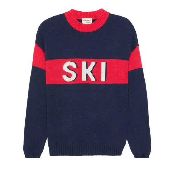 ELLSWORTH + IVEY Sadie Crewneck Sweater Navy Ski - Blue