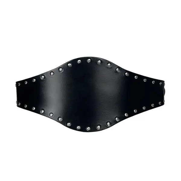 HAUTE CUIR Studded Cleope Wide Leather Belt - Black