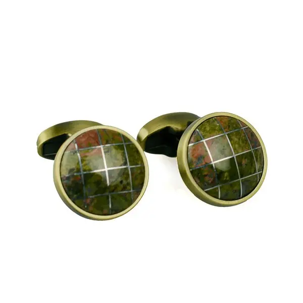 DAVID WEJ Round Patterned Cufflinks - Gold