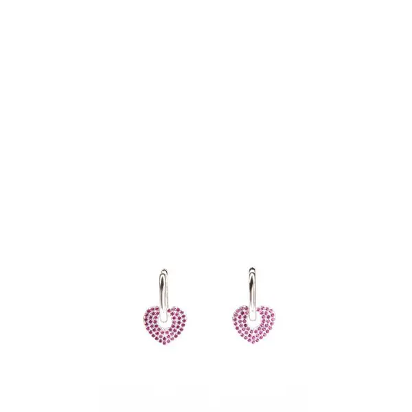 ADDICTED2 Pink / Silver Danae Stud Earrings With Pink Heart - Pink/silver