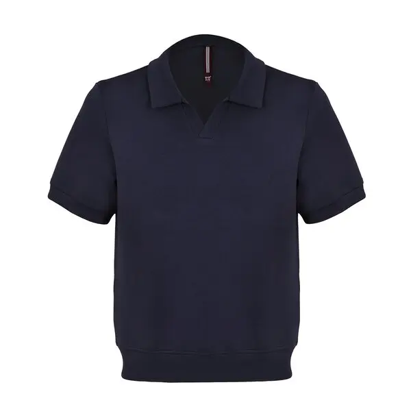 DAVID WEJ Enzo Cotton V-neck Polo Navy - Blue