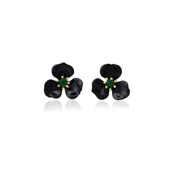 MILOU JEWELRY Petal Flower Earrings - Black