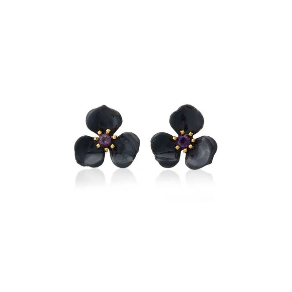 MILOU JEWELRY Petal Flower Earrings - Grey