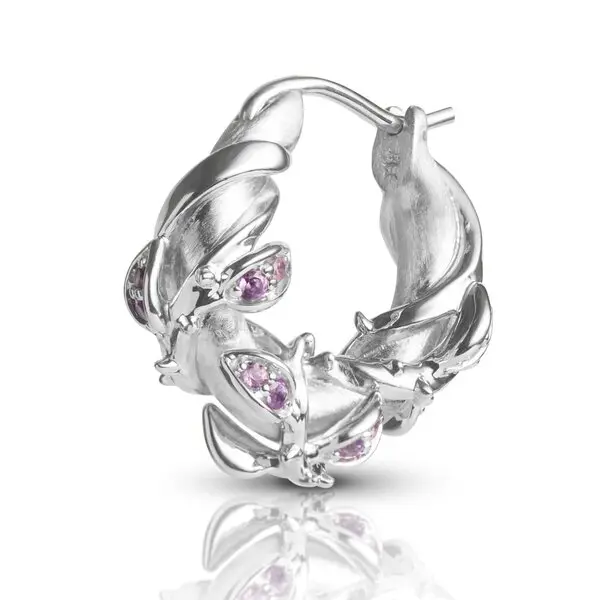 KASUN LONDON Enchanted Amethyst Forest Hoop Earring - Silver