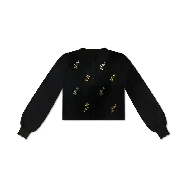 ROCH PEREL Floral Embroidered Cardigan - Black