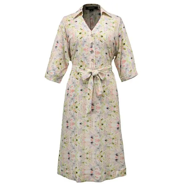 SMART AND JOY V Neckline Floral Print Shirt-dress -light - Pink