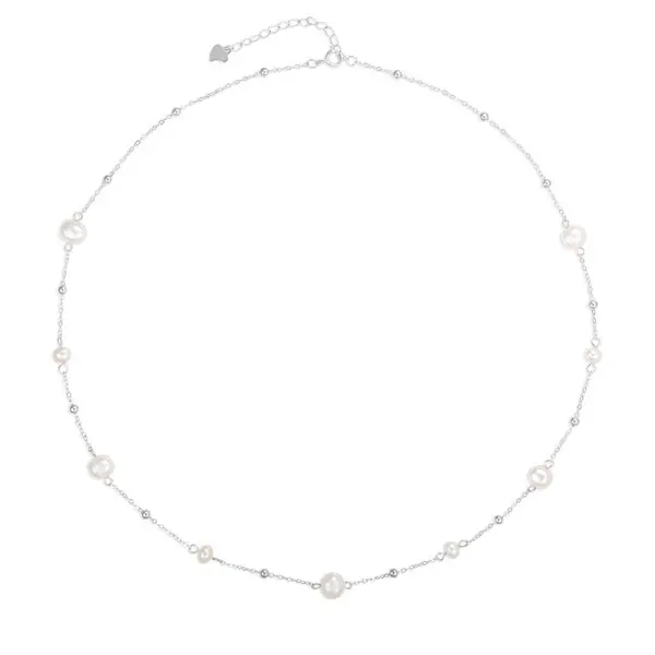 ARCTIC FOX & CO. Bead Pearl Chain Necklace Joy - Silver