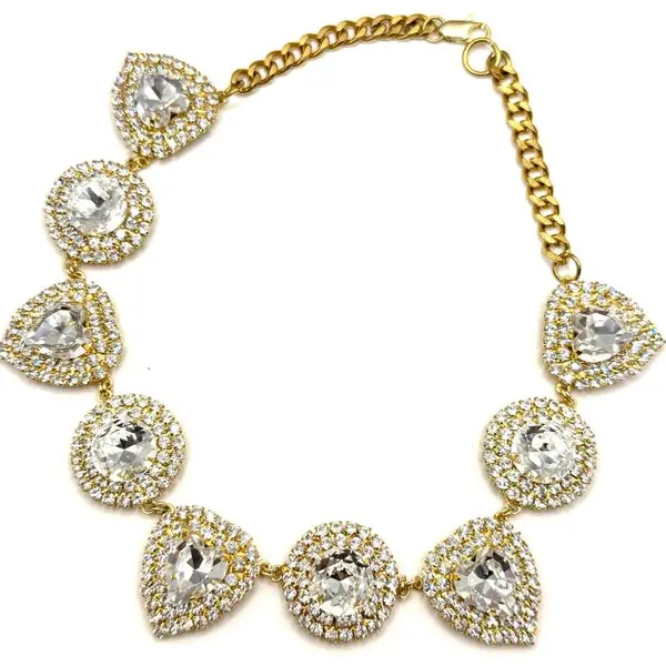 ACHALA HANDCRAFTED Neutrals / Barbara Crystal Embelished Necklace - White
