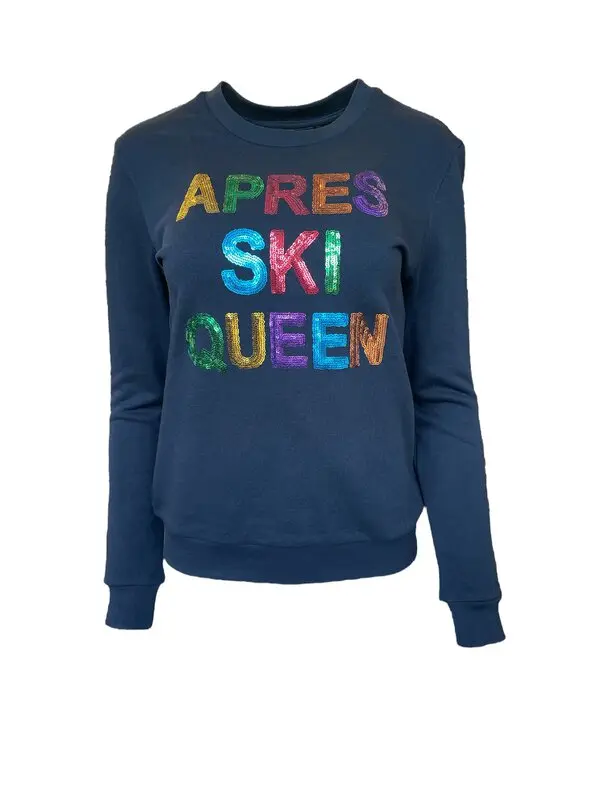 ANY OLD IRON Rainbow Aprés Ski Queen Sequin Sweatshirt - Black