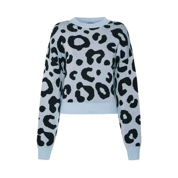 SVETA MILANO Denver Light Blue/black Leopard-jacquard Jumper - Black/blue