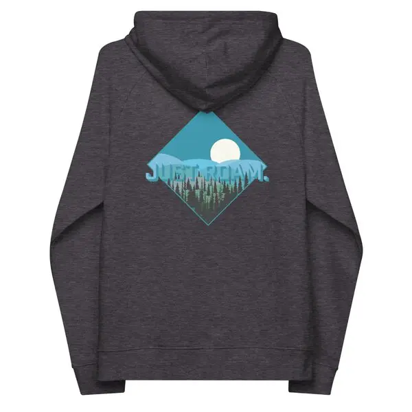 ANCHOR & CREW Heather Just Roam. Seeker Organic Cotton Raglan Hoodie - Black