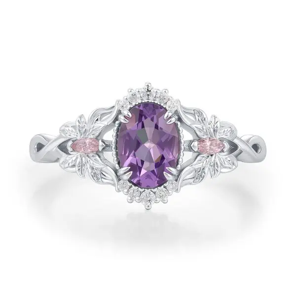 AZURA JEWELRY NEW YORK Elaria Amethyst Ring The Emberwing Tale White Gold Vermeil - Silver
