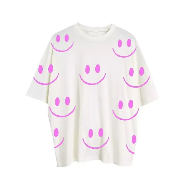 QUILLATTIRE White / Pink White Pink Smiley Face Tee - White/pink